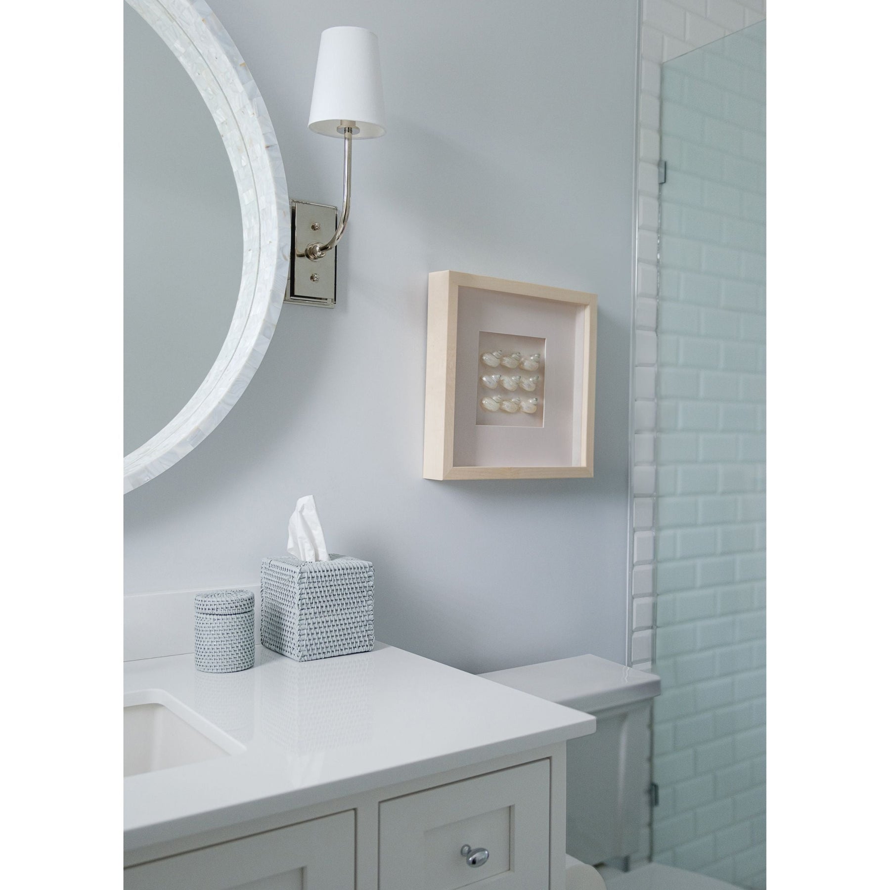 Mini Pearl Turbo Shell Framed Art - 16" H x 16" W – Cailini Coastal