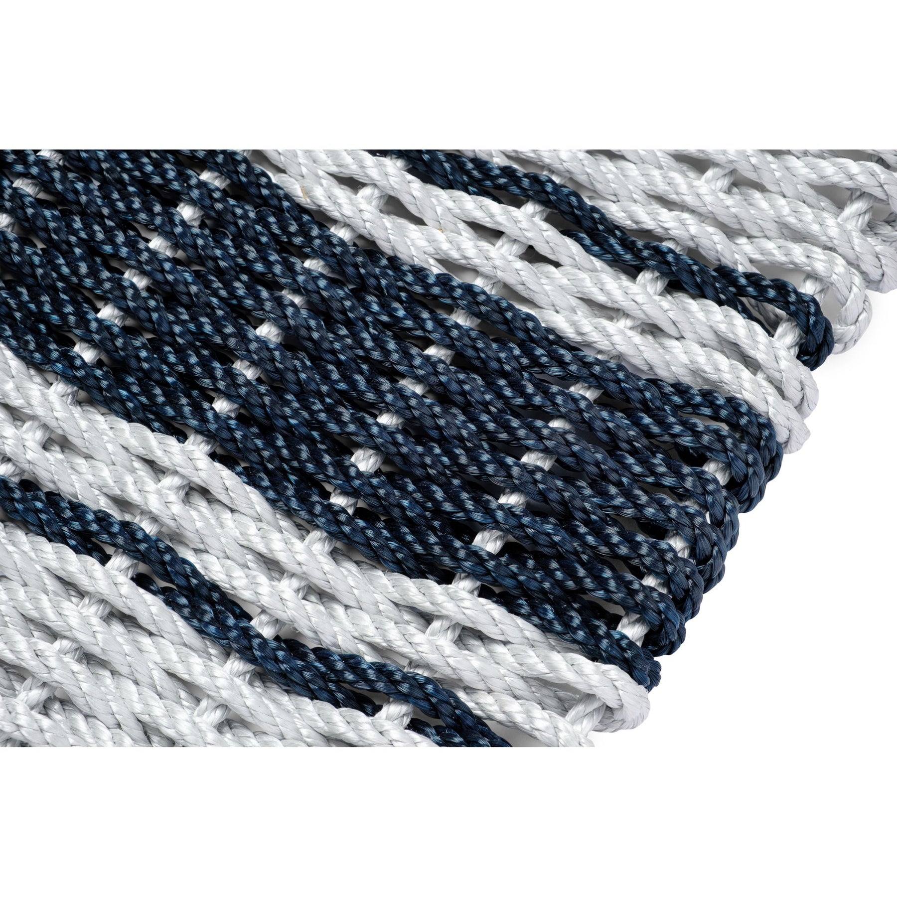 Nautical Rope Doormat - Fog Gray & Navy Triple Stripe – Cailini Coastal