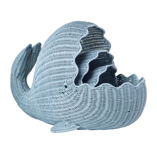 Blue Woven Whale Storage Baskets - Set of 3 – Cailini Coastal