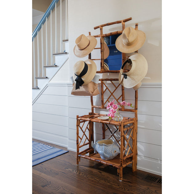 Decorative Antiqued Rattan Hall Tree - Cailini Coastal