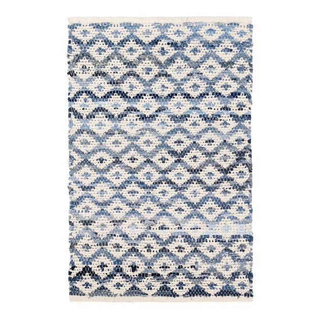 Denim Rag Woven Cotton Rug - Ivory/Blue – Cailini Coastal